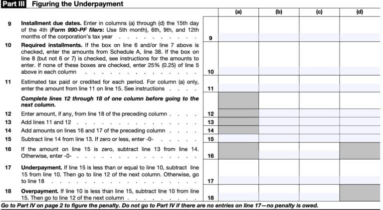 IRS Form 2220 Instructions - Estimated Corporate Tax