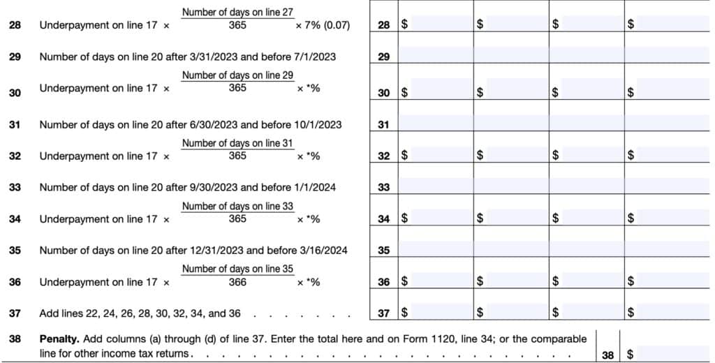 IRS Form 2220 Instructions - Estimated Corporate Tax