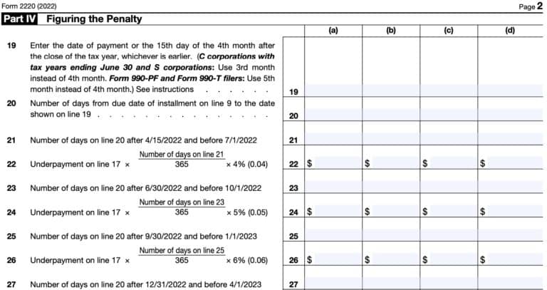 IRS Form 2220 Instructions - Estimated Corporate Tax