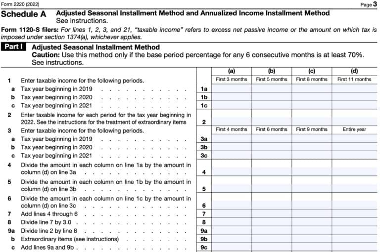 IRS Form 2220 Instructions - Estimated Corporate Tax