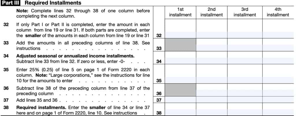 IRS Form 2220 Instructions - Estimated Corporate Tax