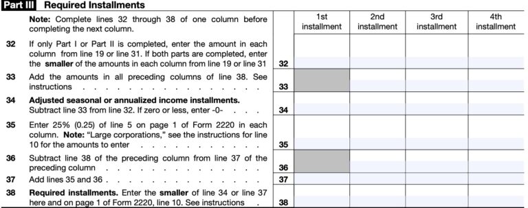 IRS Form 2220 Instructions - Estimated Corporate Tax