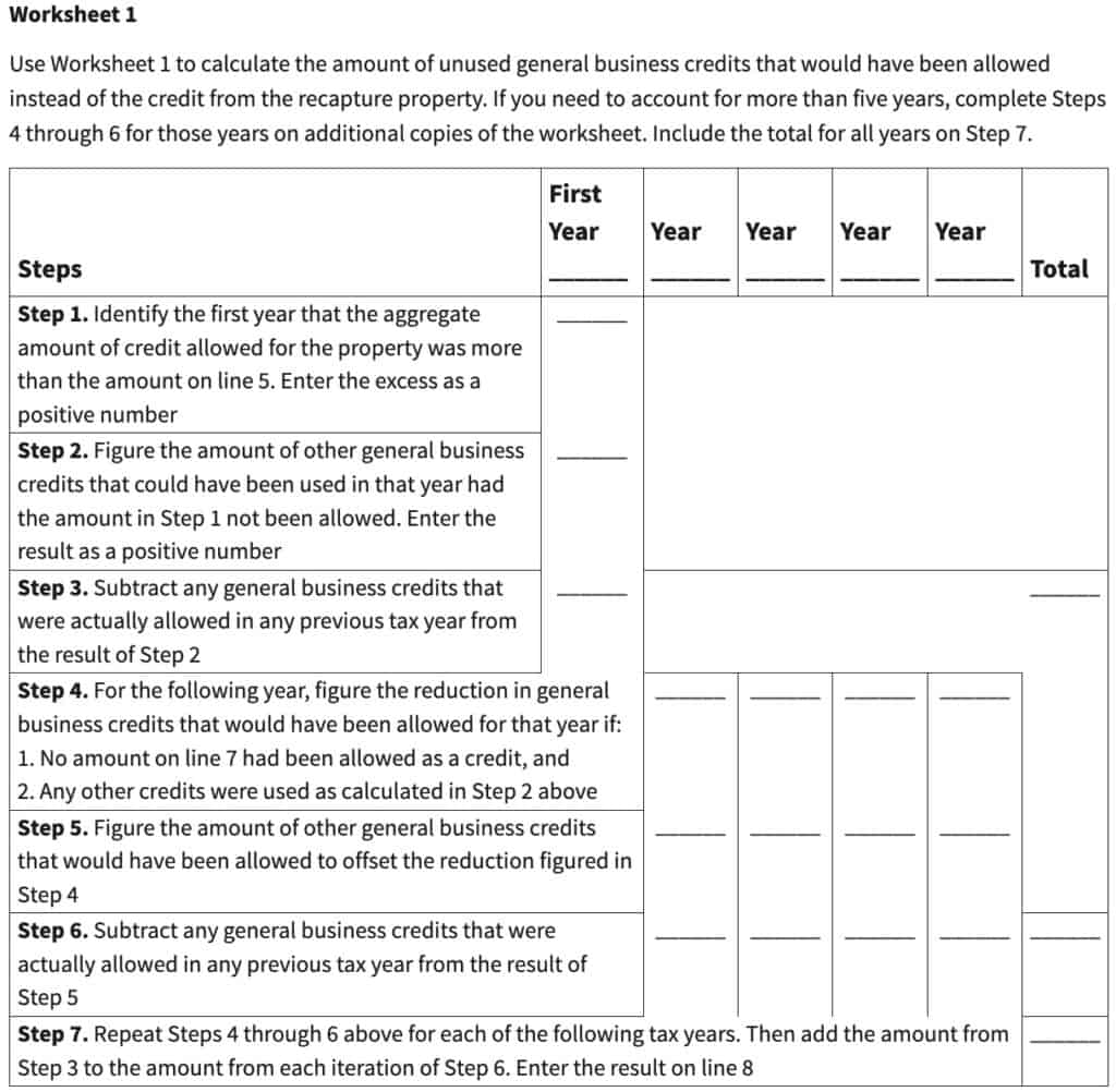 IRS Form 4255 Instructions - Recapture of Investment Credit