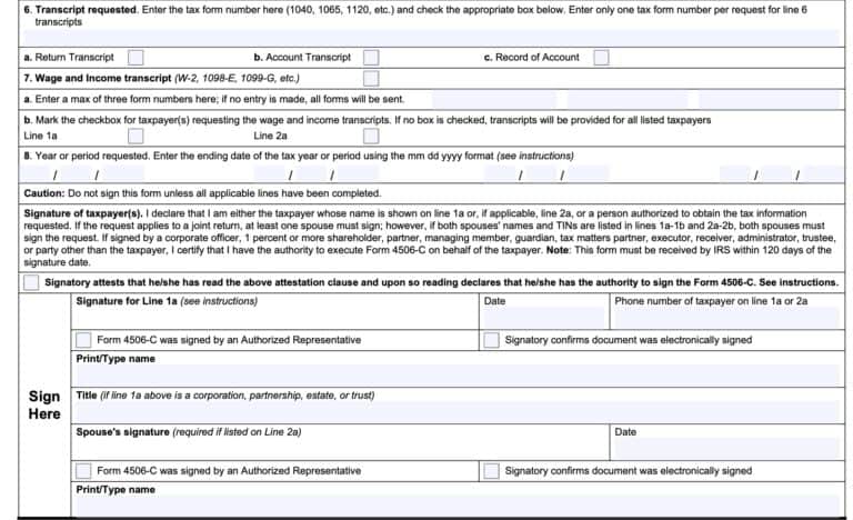 IRS Form 4506-C Instructions - IVES Request for Tax Transcripts