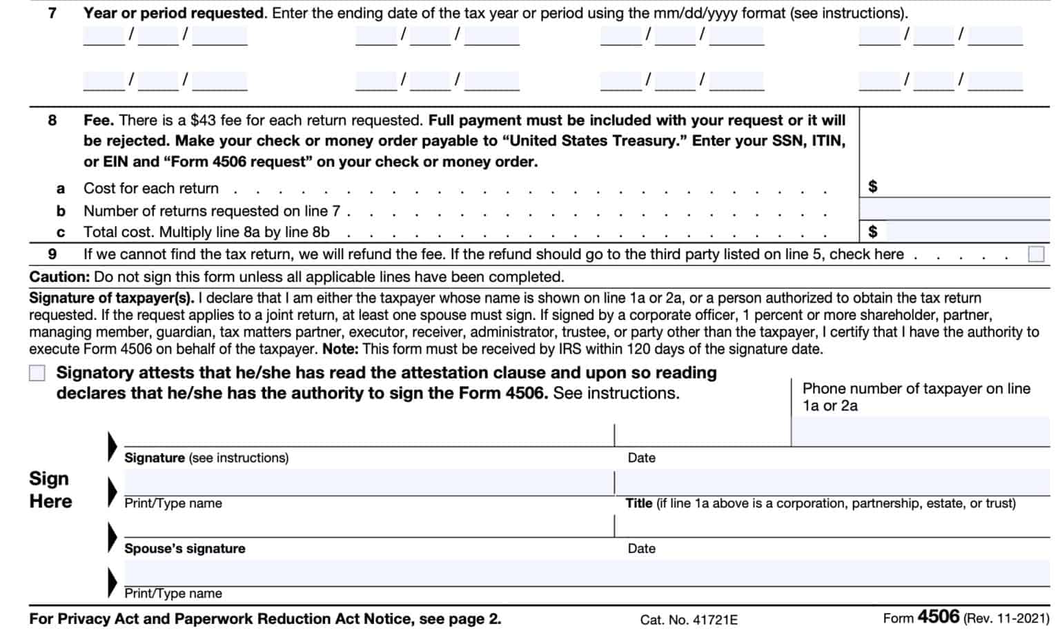 IRS Form 4506 Instructions - Request for Copy of Tax Return