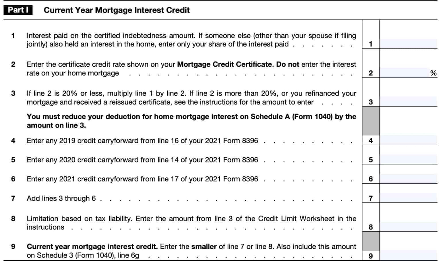 IRS Form 8396 Instructions - Claiming the Mortgage Interest Credit