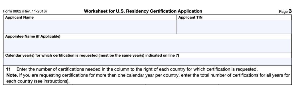 IRS Form 8802 Instructions - U.S. Residency Certification Application