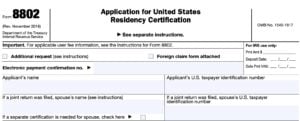 IRS Form 8802 Instructions - U.S. Residency Certification Application