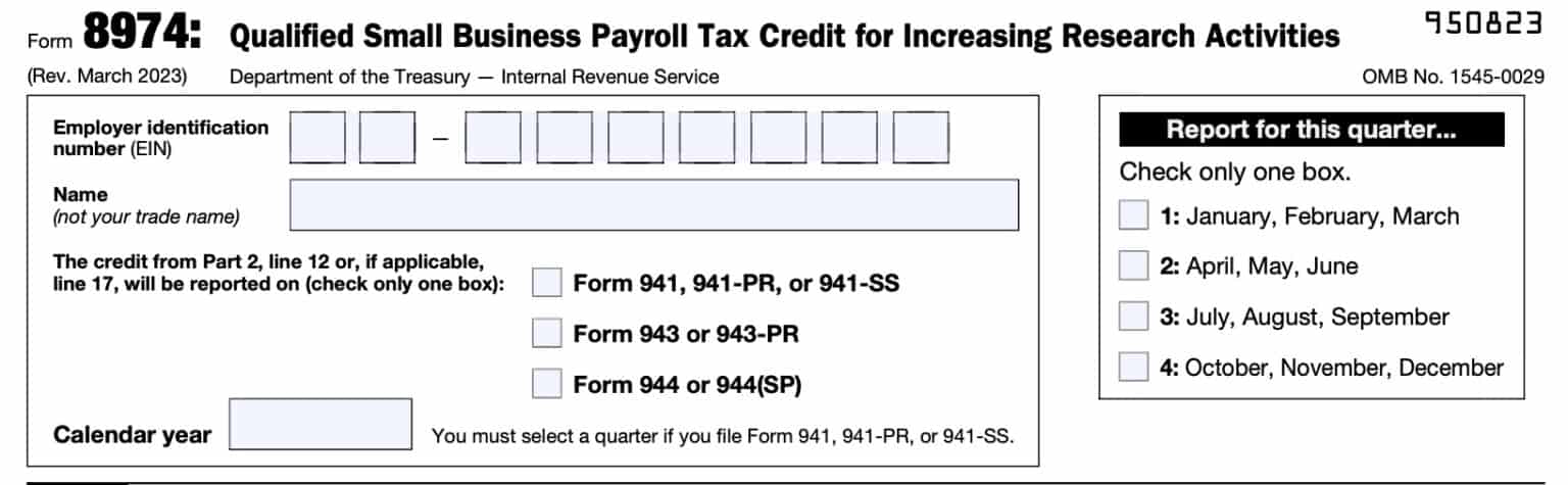 IRS Form 8974 Instructions - Small Business Payroll Tax Credit