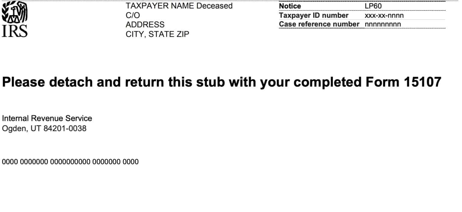 IRS Form 15107 Instructions - Information Request for a Decedent