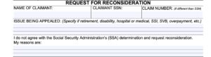 Form SSA 561 Instructions - Request for Reconsideration