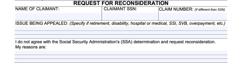 Form SSA 561 Instructions - Request for Reconsideration