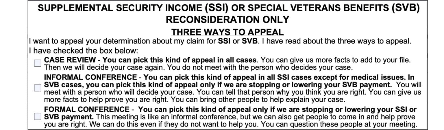 Form SSA 561 Instructions - Request for Reconsideration