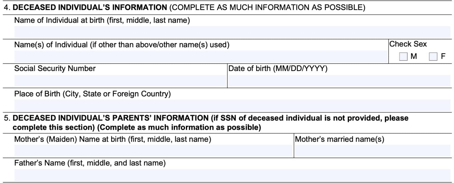 Form SSA 711 Instructions - Decedent's Social Security Record