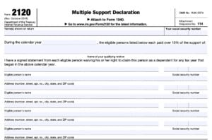 IRS Form 2120 Instructions - Multiple Support Declaration