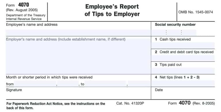 IRS Form 4070 Instructions - Reporting Tips to Your Employer