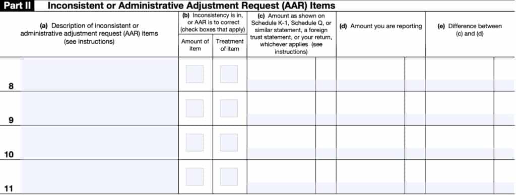 IRS Form 8082 Instructions - Reporting Inconsistent or AAR Items