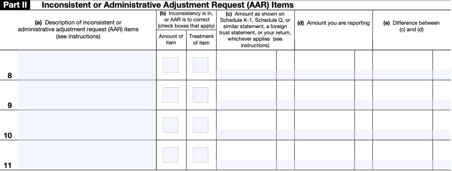 IRS Form 8082 Instructions - Reporting Inconsistent or AAR Items