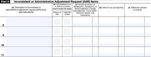 IRS Form 8082 Instructions - Reporting Inconsistent or AAR Items