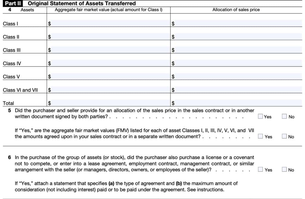 IRS Form 8594 Instructions - Asset Acquisition Statement