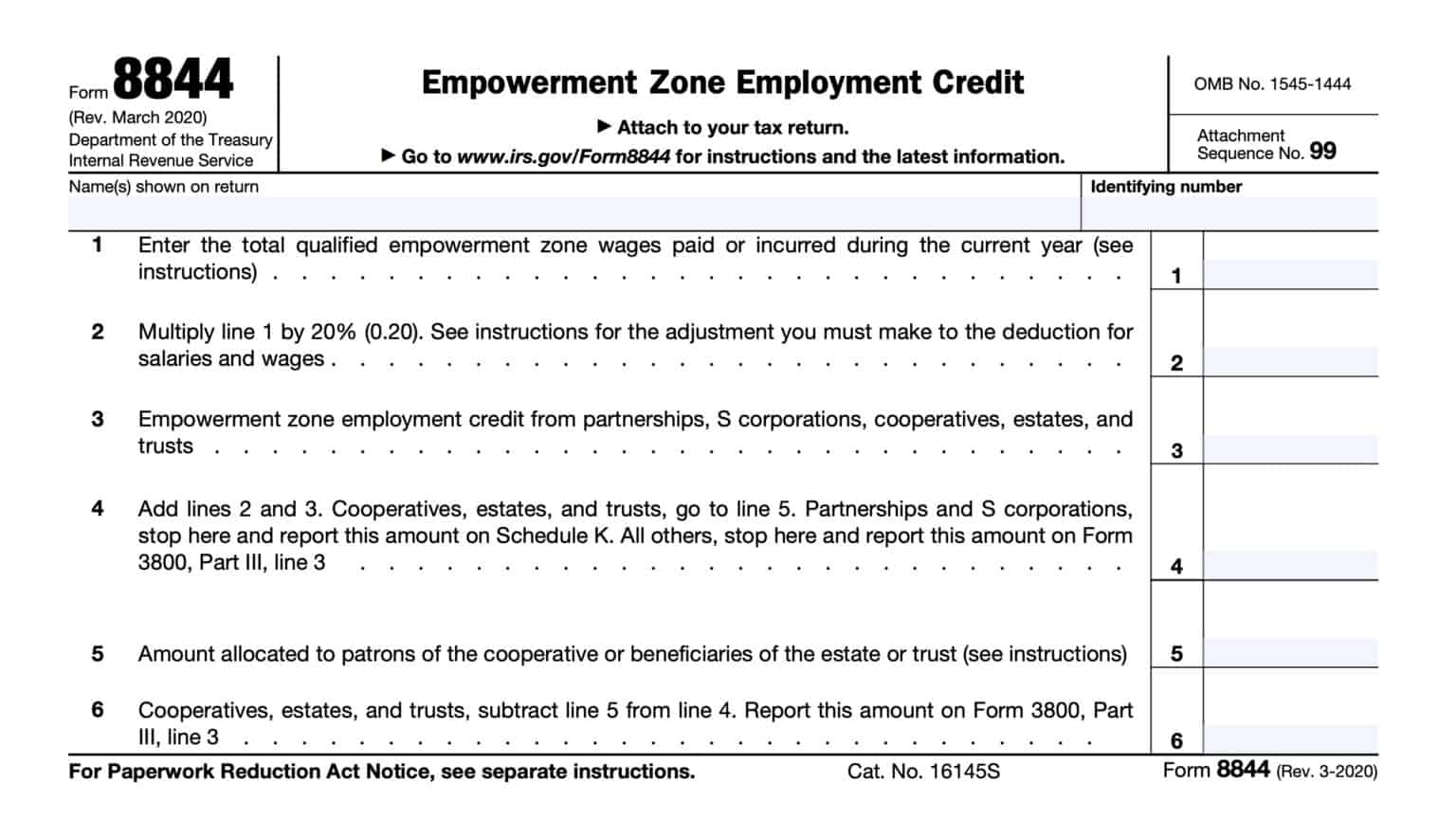IRS Form 8844 Instructions - Empowerment Zone Tax Credits