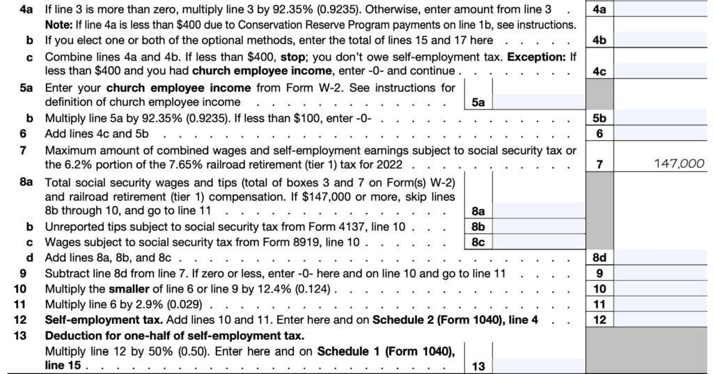 IRS Schedule SE Instructions - Self-Employment Tax