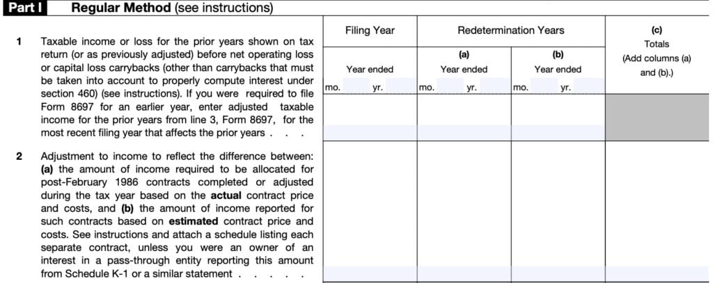 IRS Form 8697 Instructions - Interest Under the Look-Back Method