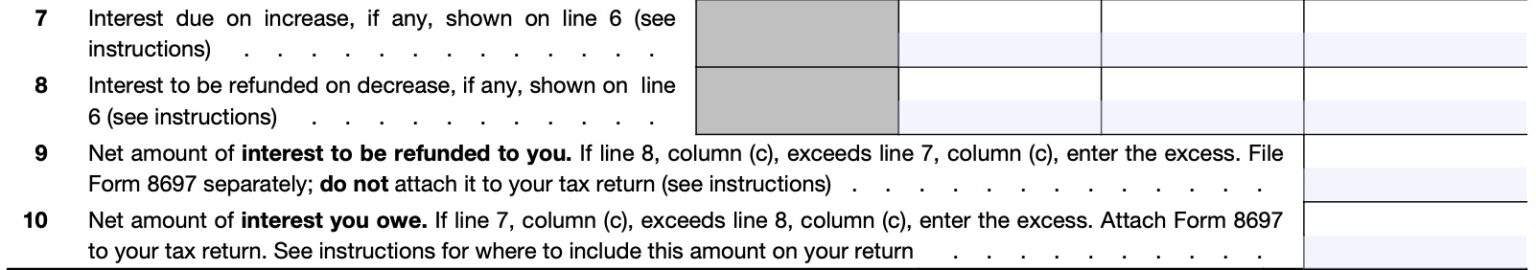 IRS Form 8697 Instructions - Interest Under the Look-Back Method