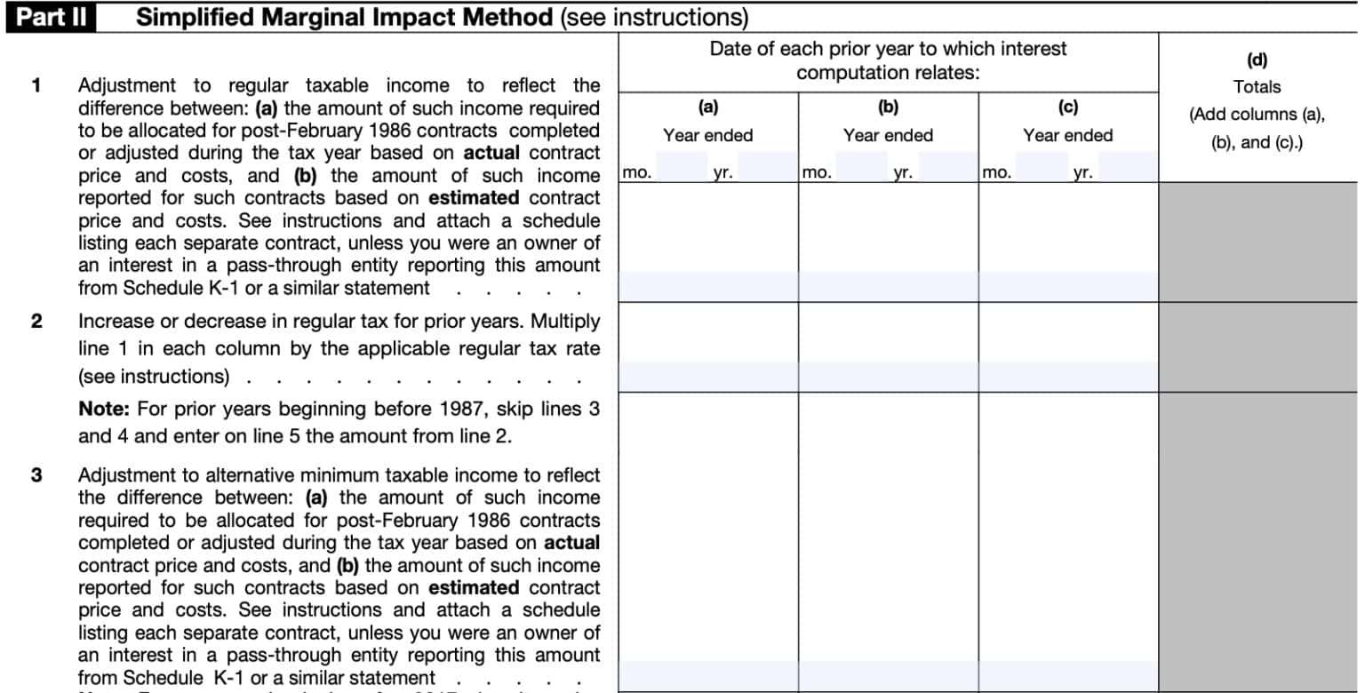 IRS Form 8697 Instructions - Interest Under the Look-Back Method