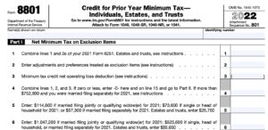 IRS Form 8801 Instructions - Credit for Prior Year Minimum Tax