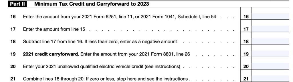 IRS Form 8801 Instructions - Credit for Prior Year Minimum Tax
