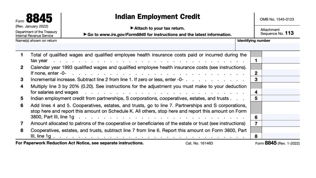 IRS Form 8845 Instructions - Indian Employment Credit