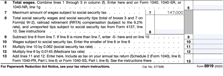 IRS Form 8919 Instructions - Social Security & Medicare Taxes