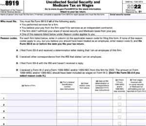 IRS Form 8919 Instructions - Social Security & Medicare Taxes