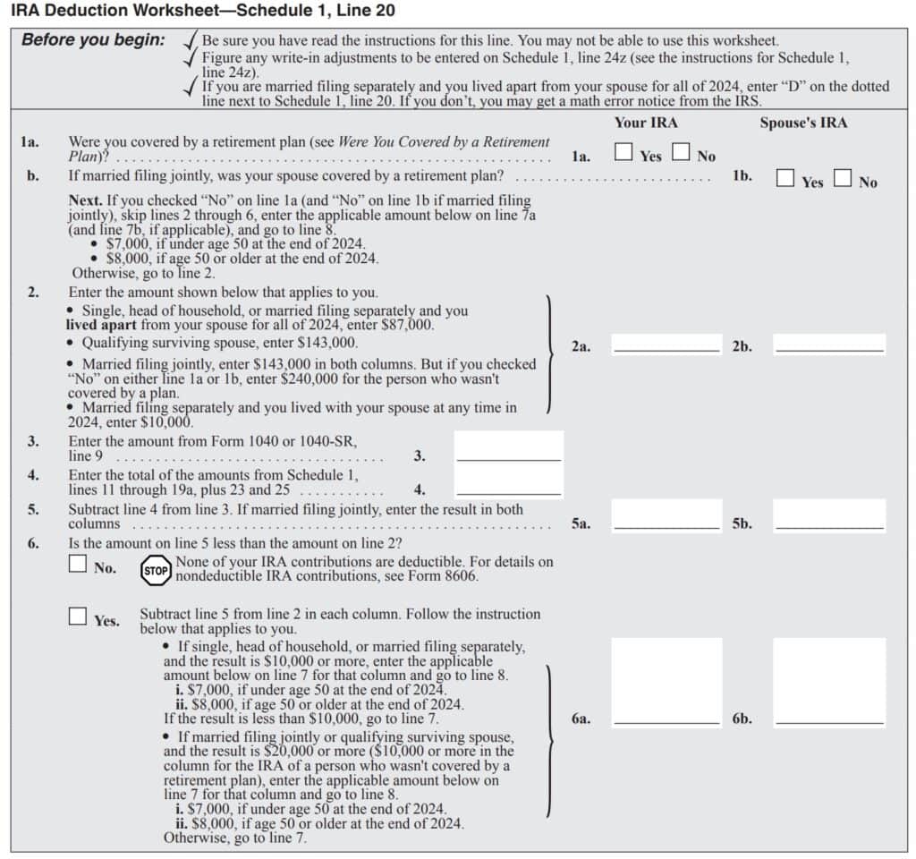 IRS Schedule 1 Instructions - Additional Income & AGI Adjustments