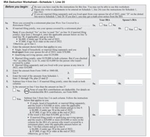 IRS Schedule 1 Instructions - Additional Income & AGI Adjustments