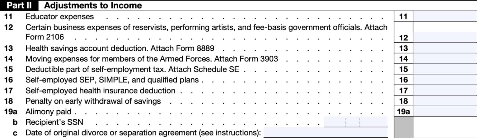 IRS Schedule 1 Instructions - Additional Income & AGI Adjustments