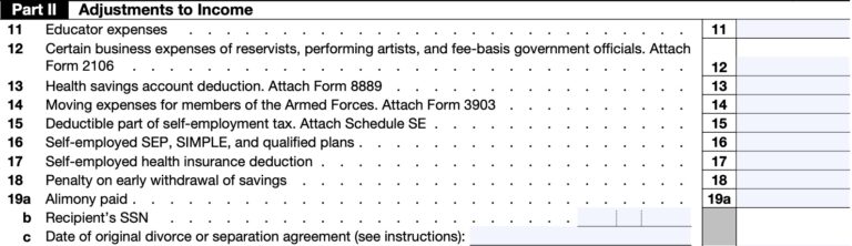 IRS Schedule 1 Instructions - Additional Income & AGI Adjustments
