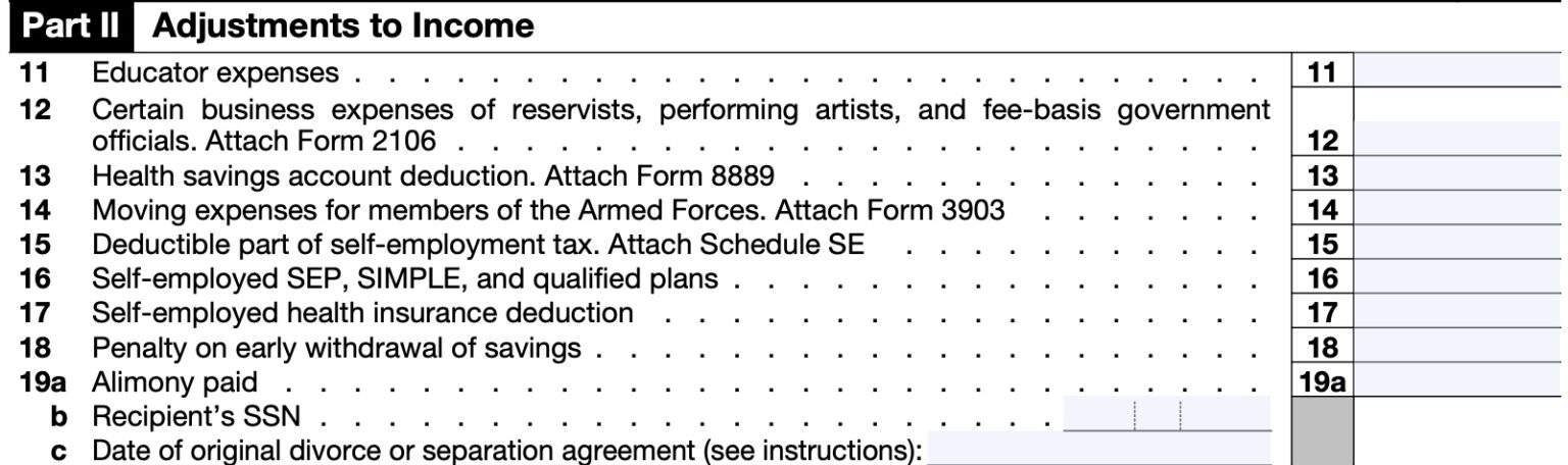 IRS Schedule 1 Instructions - Additional Income & AGI Adjustments