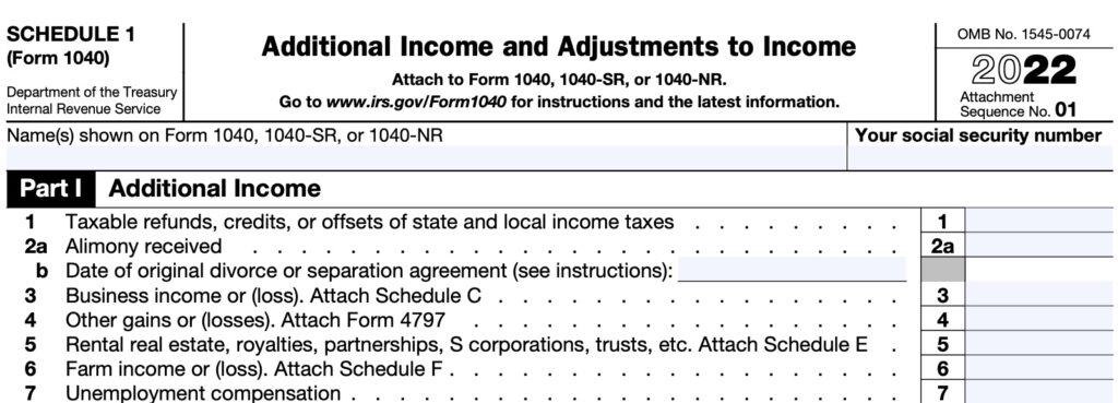 IRS Schedule 1 Instructions - Additional Income & AGI Adjustments