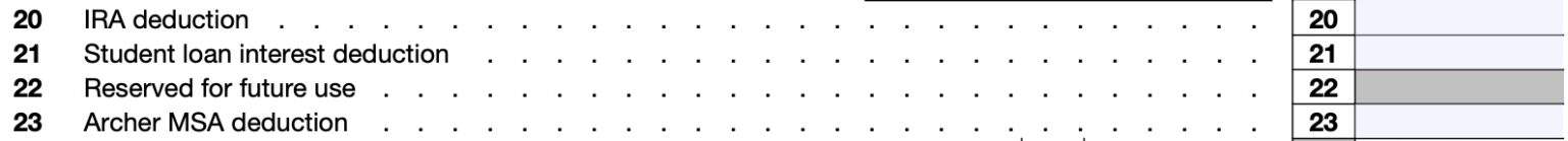 IRS Schedule 1 Instructions - Additional Income & AGI Adjustments