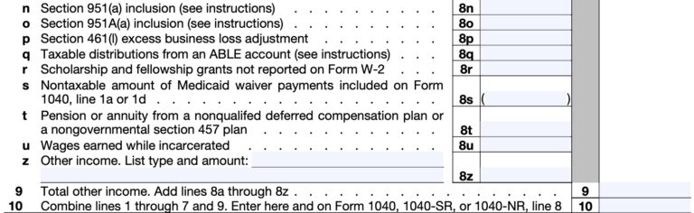 IRS Schedule 1 Instructions - Additional Income & AGI Adjustments