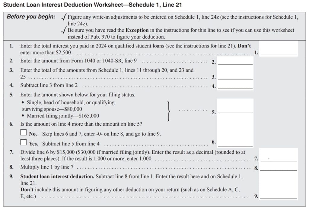 IRS Schedule 1 Instructions - Additional Income & AGI Adjustments