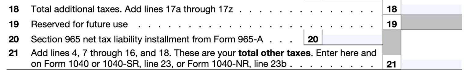 IRS Schedule 2 Instructions - Additional Taxes