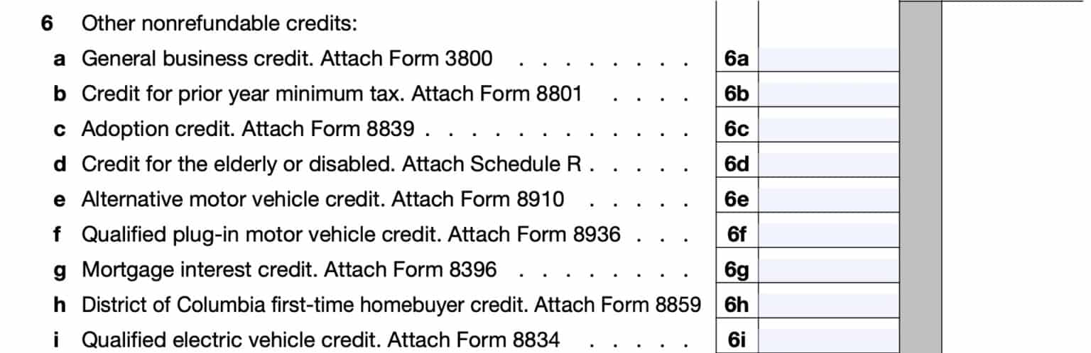 IRS Schedule 3 Instructions - Additional Credits & Payments