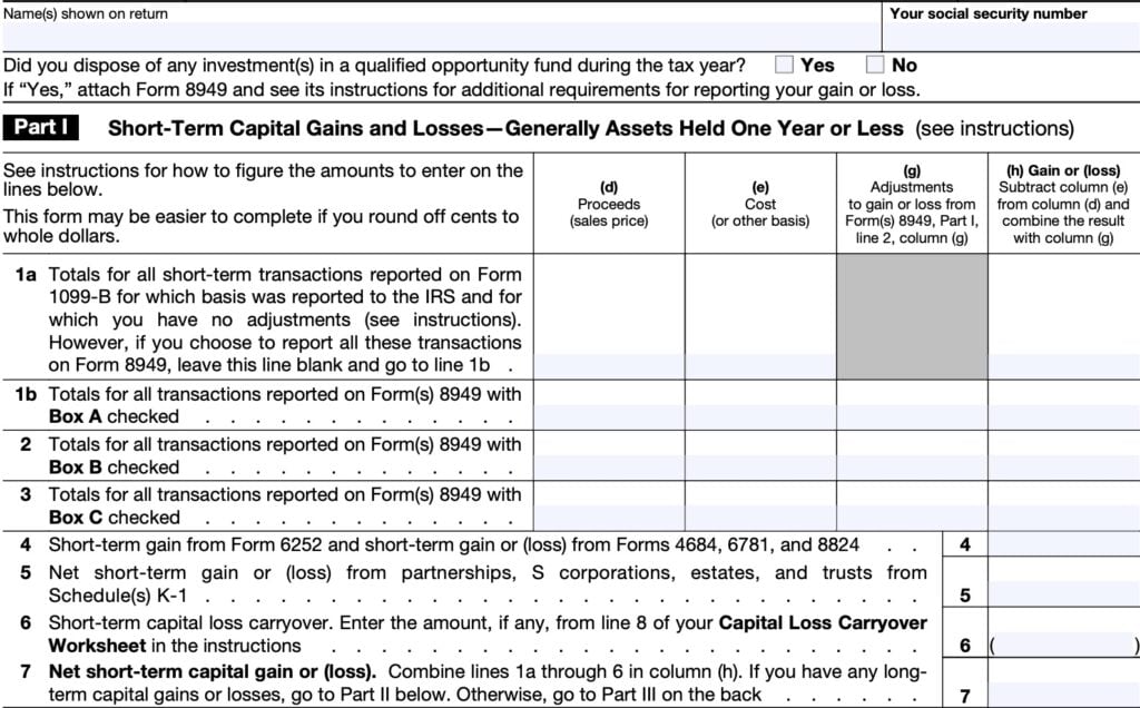 IRS Schedule D Instructions - Capital Gains And Losses