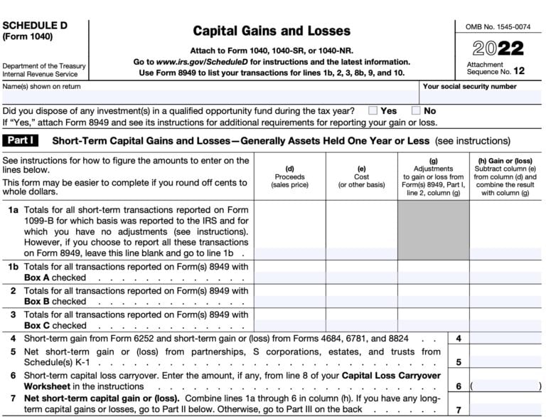 IRS Schedule D Instructions - Capital Gains And Losses