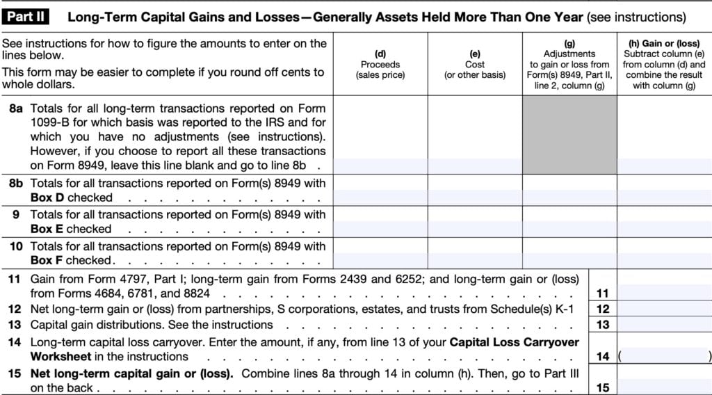 IRS Schedule D Instructions - Capital Gains And Losses