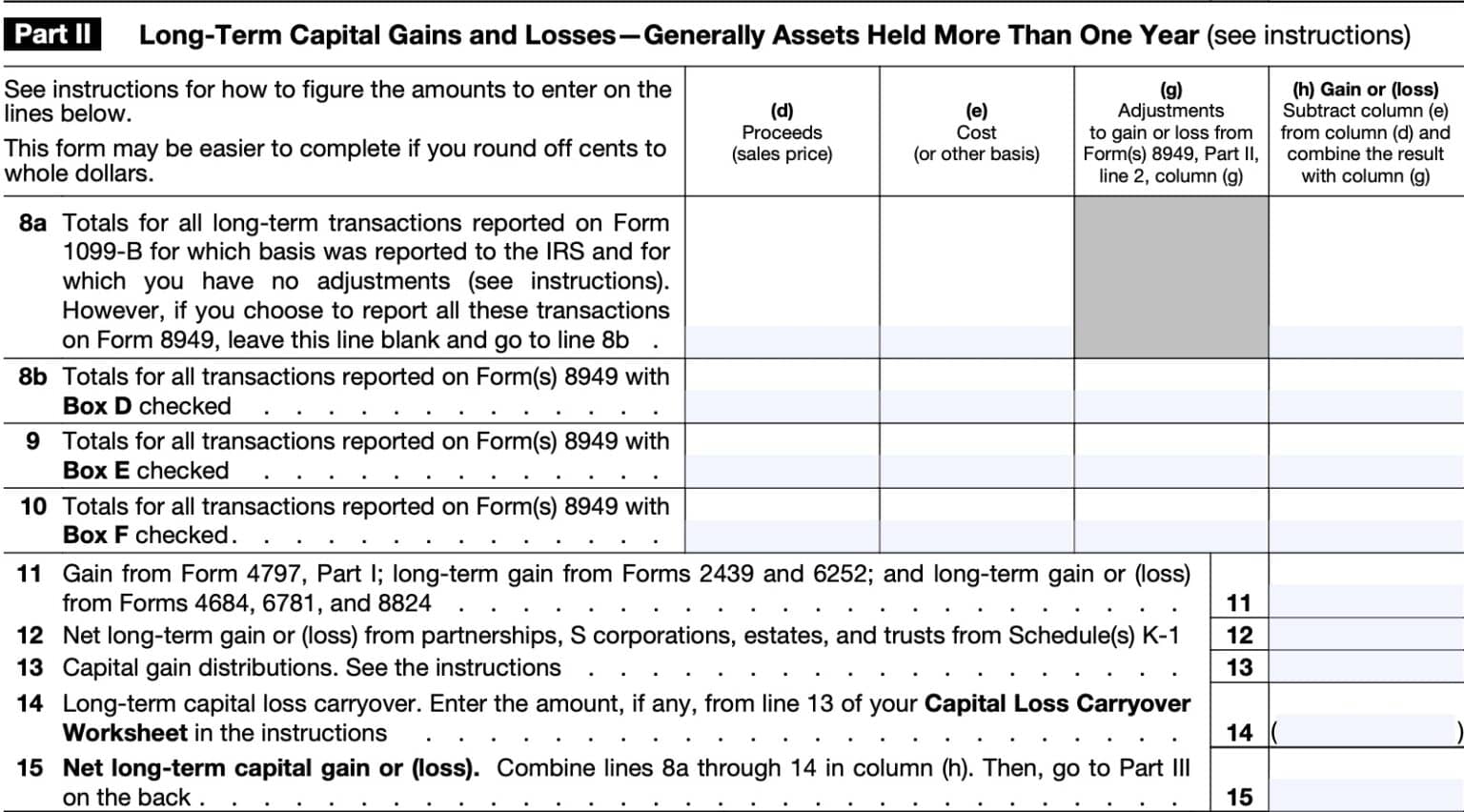 IRS Schedule D Instructions - Capital Gains And Losses