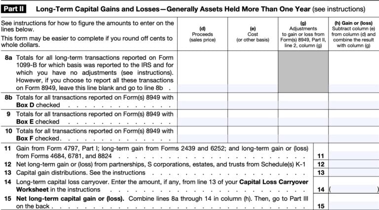 IRS Schedule D Instructions - Capital Gains And Losses